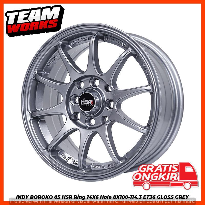 Jual VELG MOBIL HSR INDY BOROKO 05 R14 LEBAR 6 LUBANG 4X100 DAN 4X114,3 ET36 GLOSS GREY FELEK ...