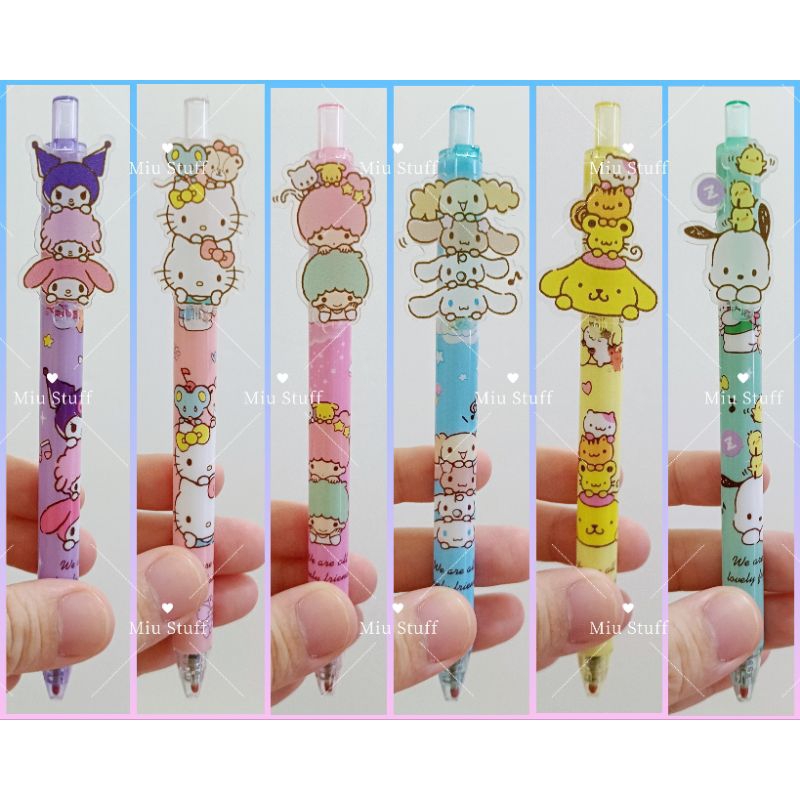 Jual (isi 6) Pen Pena Pulpen Bolpoin Cetek Sanrio Hello Kitty Kuromi ...