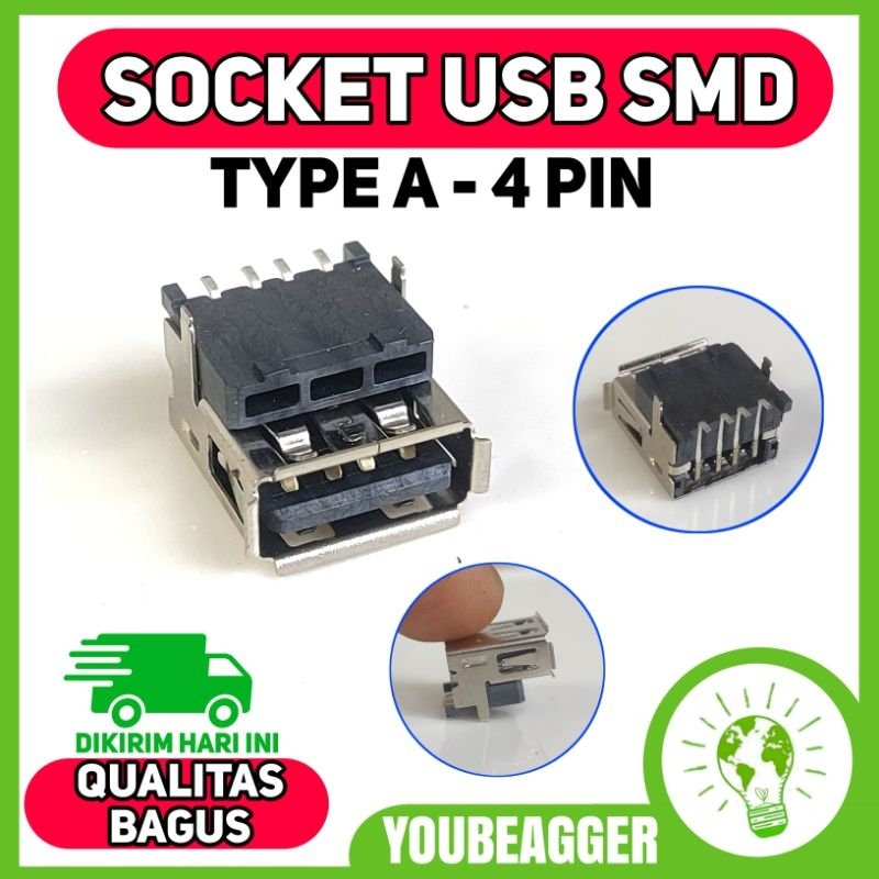 Jual Socket USB FEMALE Type A 4 pin kualitas bagus | Shopee Indonesia