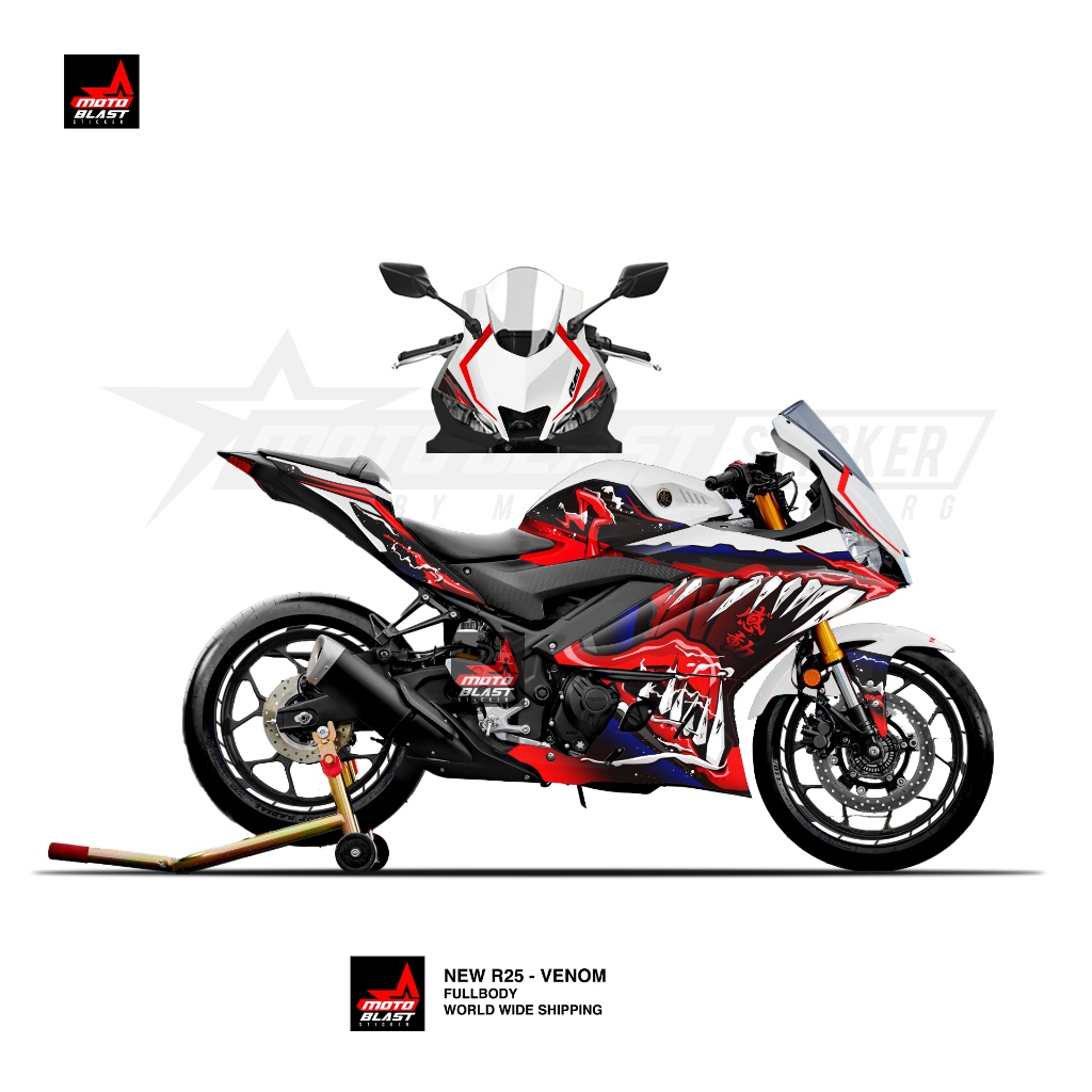 Jual Decal Stiker Yamaha New R25 V2 Livery White V3nom Full Body ...