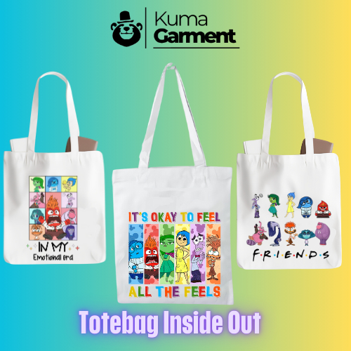 Jual Tote bag / Resleting Bahan Canvas Motif Inside Out / Serbaguna / Launch bag / bekal ...