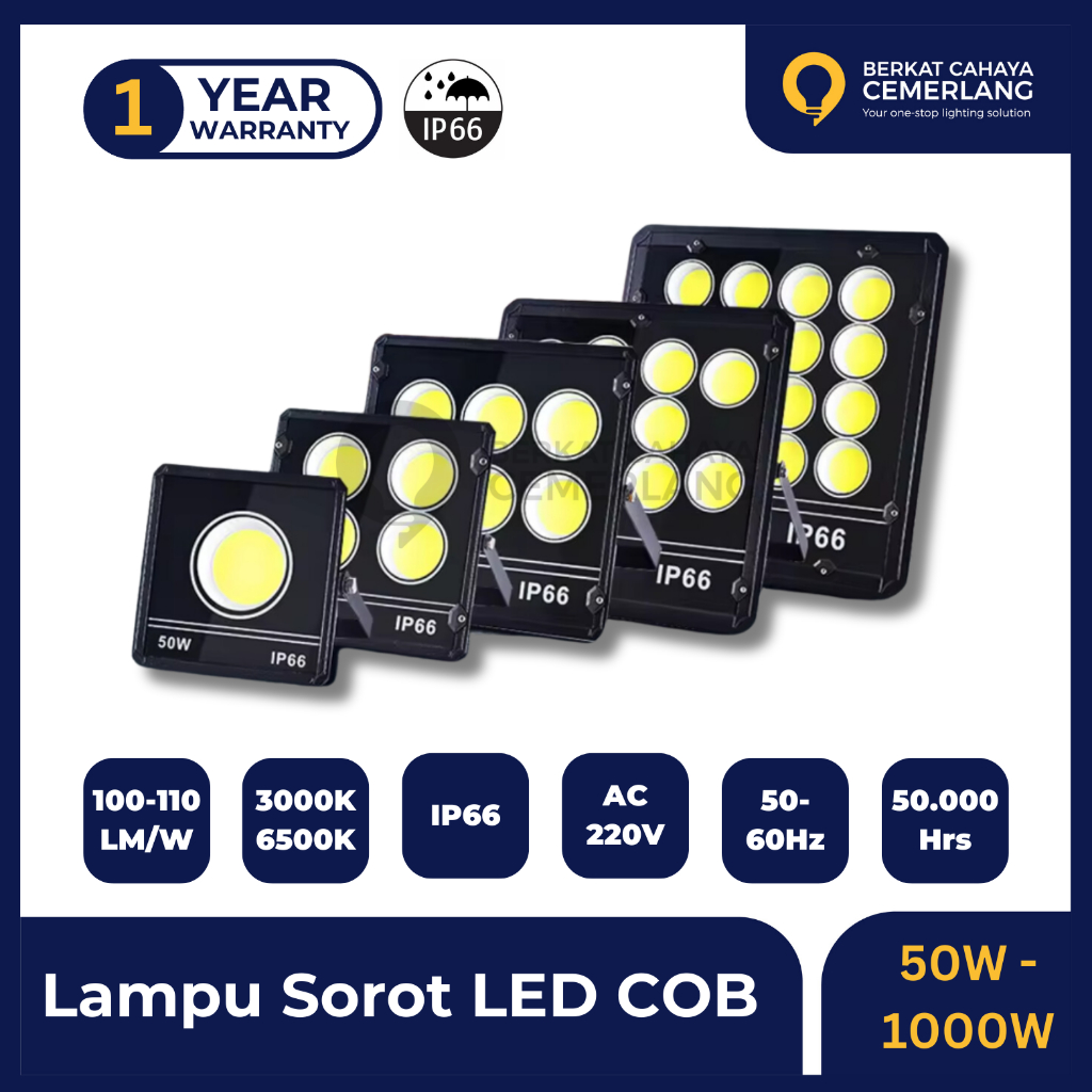 Jual Lampu Sorot LED COB Mangkok 50W 100W 200W 300W 400W 500W 600W 800W 1000W Murah Flood Light ...