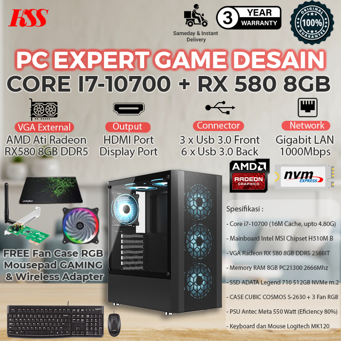 Jual Komputer/PC Core i7 10700 + VGA 8GB Siap Gaming Desain Murah ...