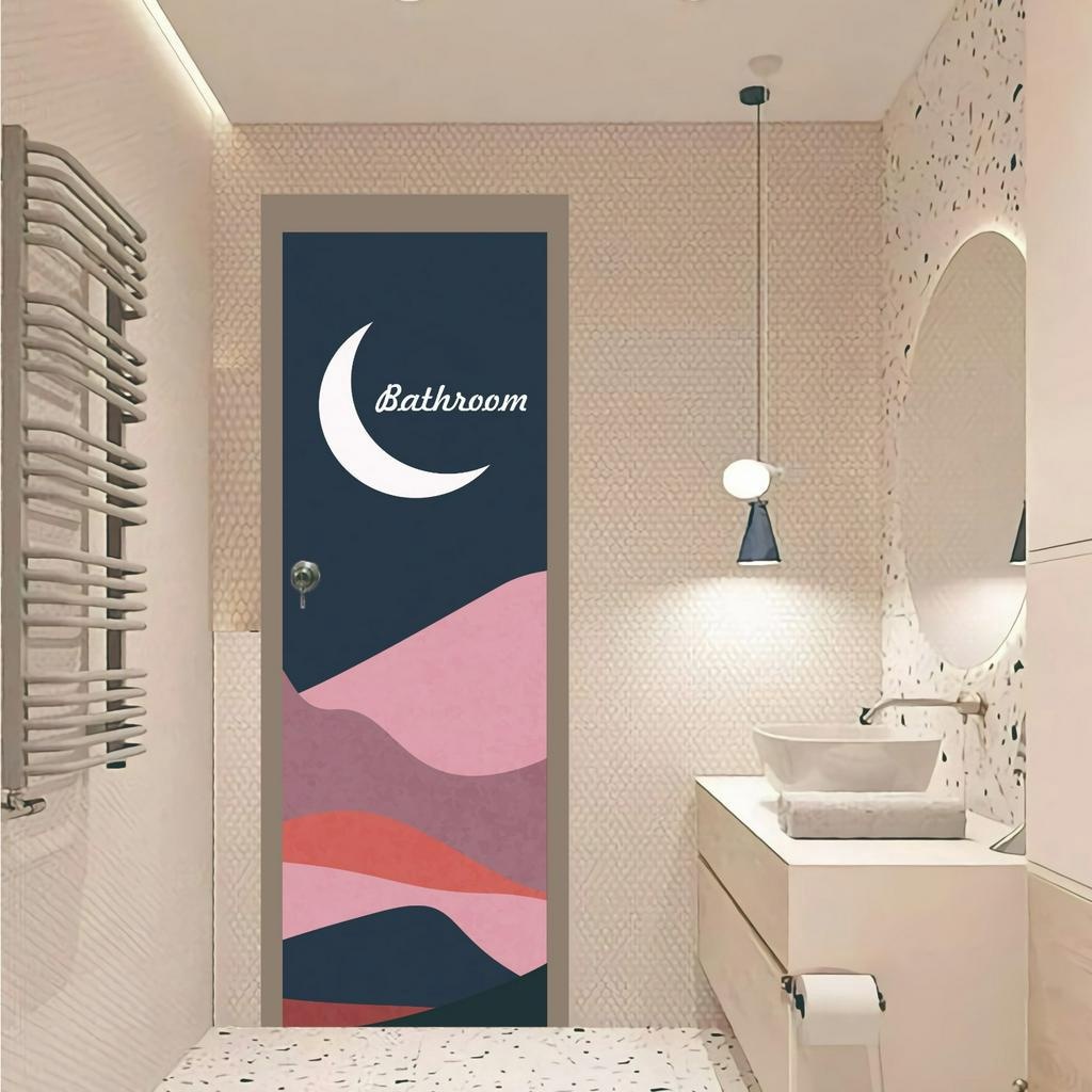 Jual STIKER Pintu Kamar Mandi Motif Earth Tone Sticker Minimalis ...