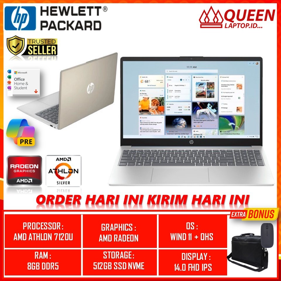 Jual LAPTOP HP 14 EM0222AU/ EM0223AU AMD ATHLON 7120U RAM 8GB SSD 512GB ...