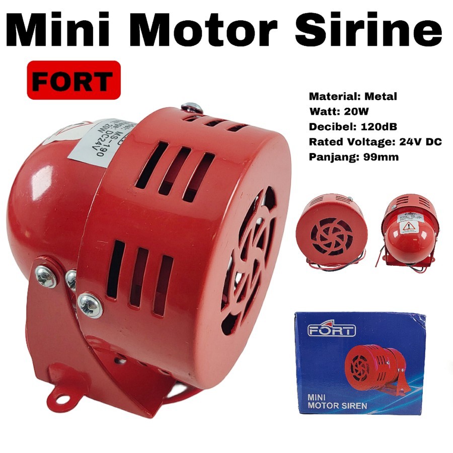 Jual Motor Sirine Mini MS190 DC 24V Fort Baby Siren Alarm Listrik MS ...