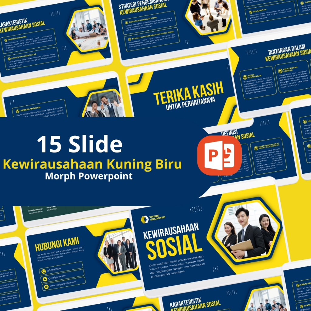 Jual Kewirausahaan Kuning Biru Powerpoint - Template Presentasi Profesional | PPT Morph Premium ...