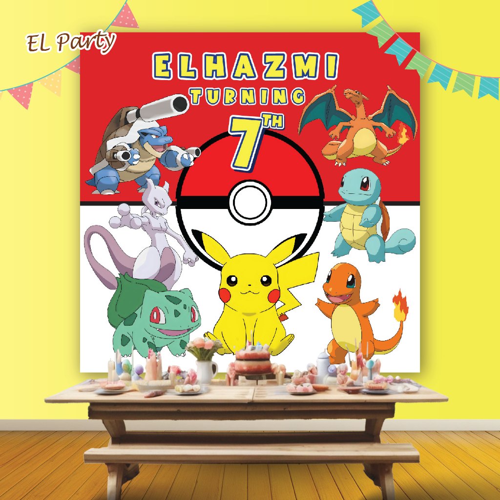 Jual Banner Ulang Tahun POKEMON Spanduk Ultah Kostum Karakter ...
