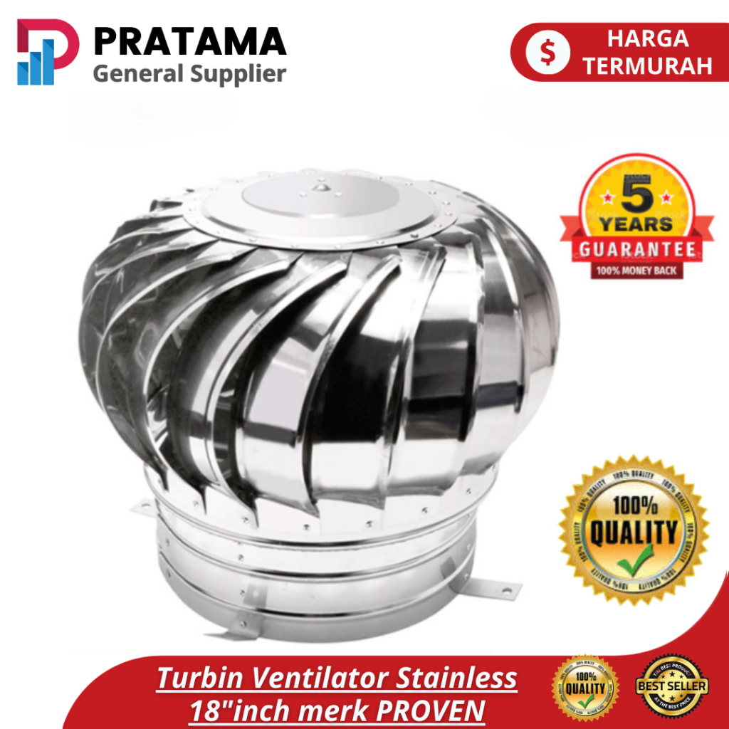 Jual Turbin Ventilator Stainless Merk PROVEN 18" inch Kipas blower Atap ...