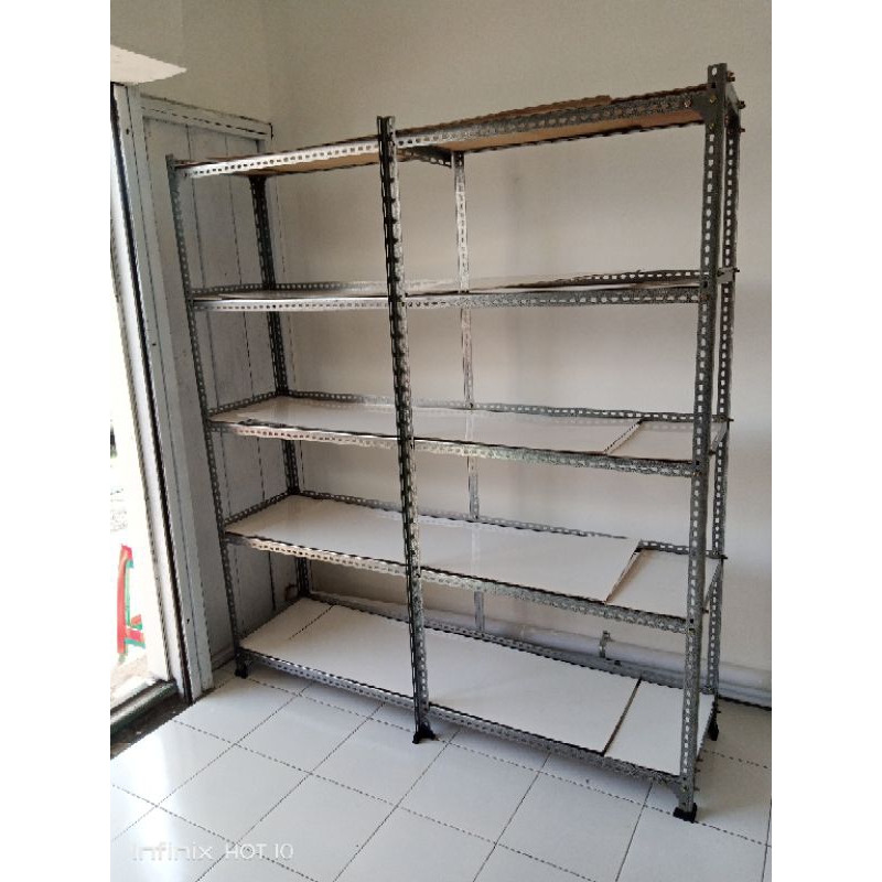 Jual rak besi siku lubang t180 p180 L40cm 5 susun 6 tiang rak kantor ...