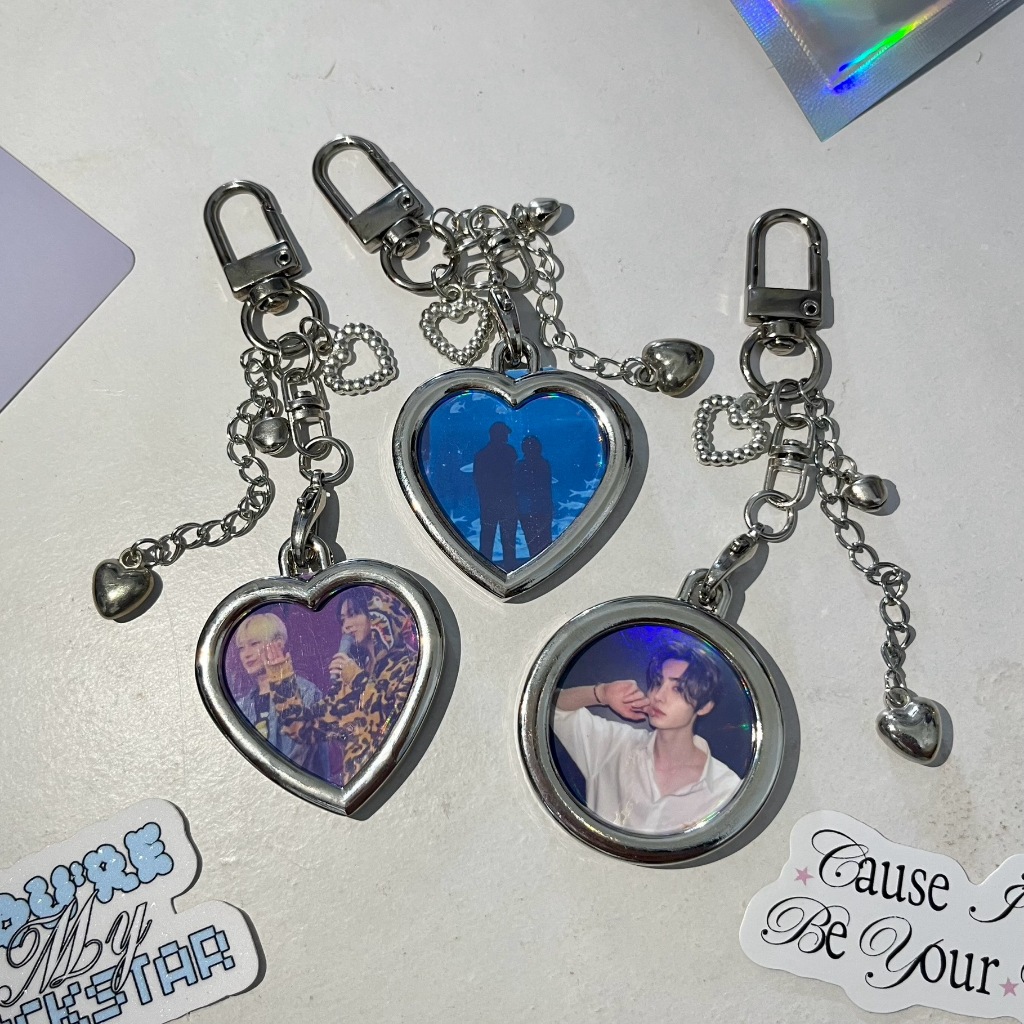 Jual Custom Photo Round and Love Keychain Frame Metal | Shopee Indonesia