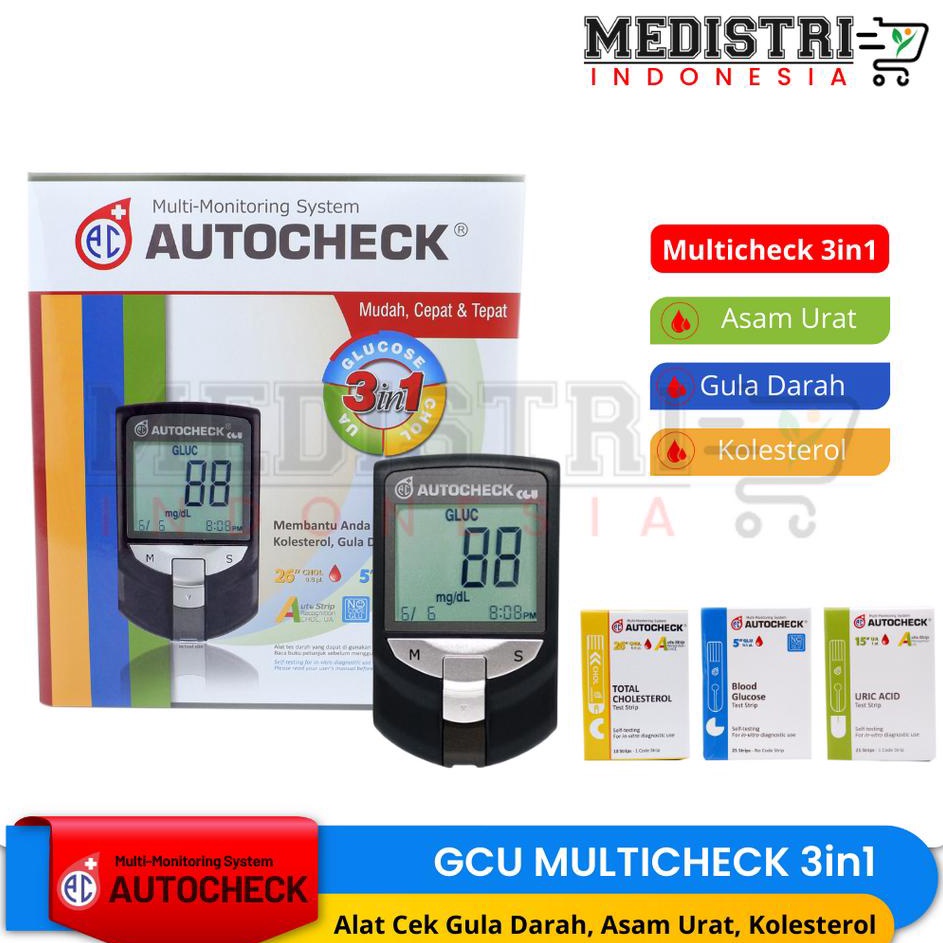 Jual Pusat Hemat Autocheck GCU 3 in 1 Alat Cek Darah Lengkap Gula Darah ...