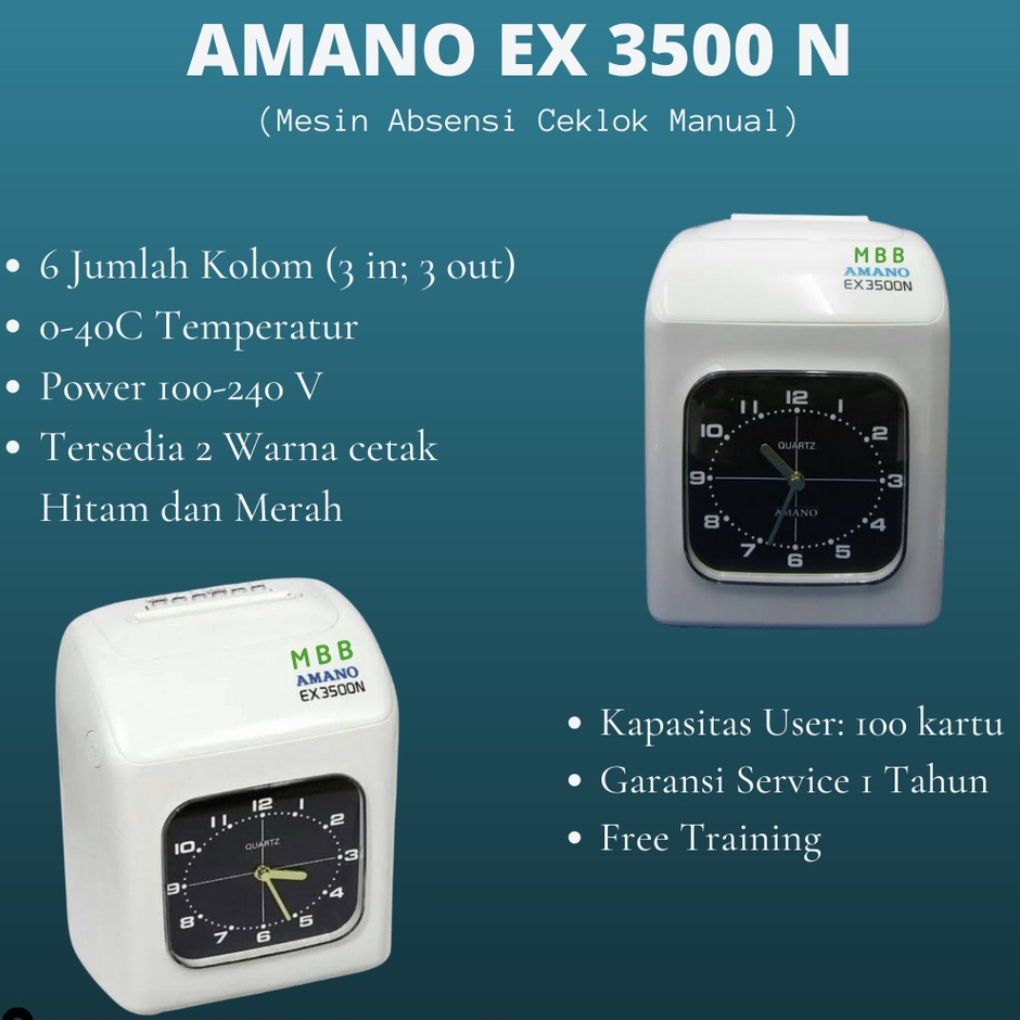 Jual Mesin Absen Kartu Ceklok Manual Amano EX 3500N/Mesin Absen Ceklok ...