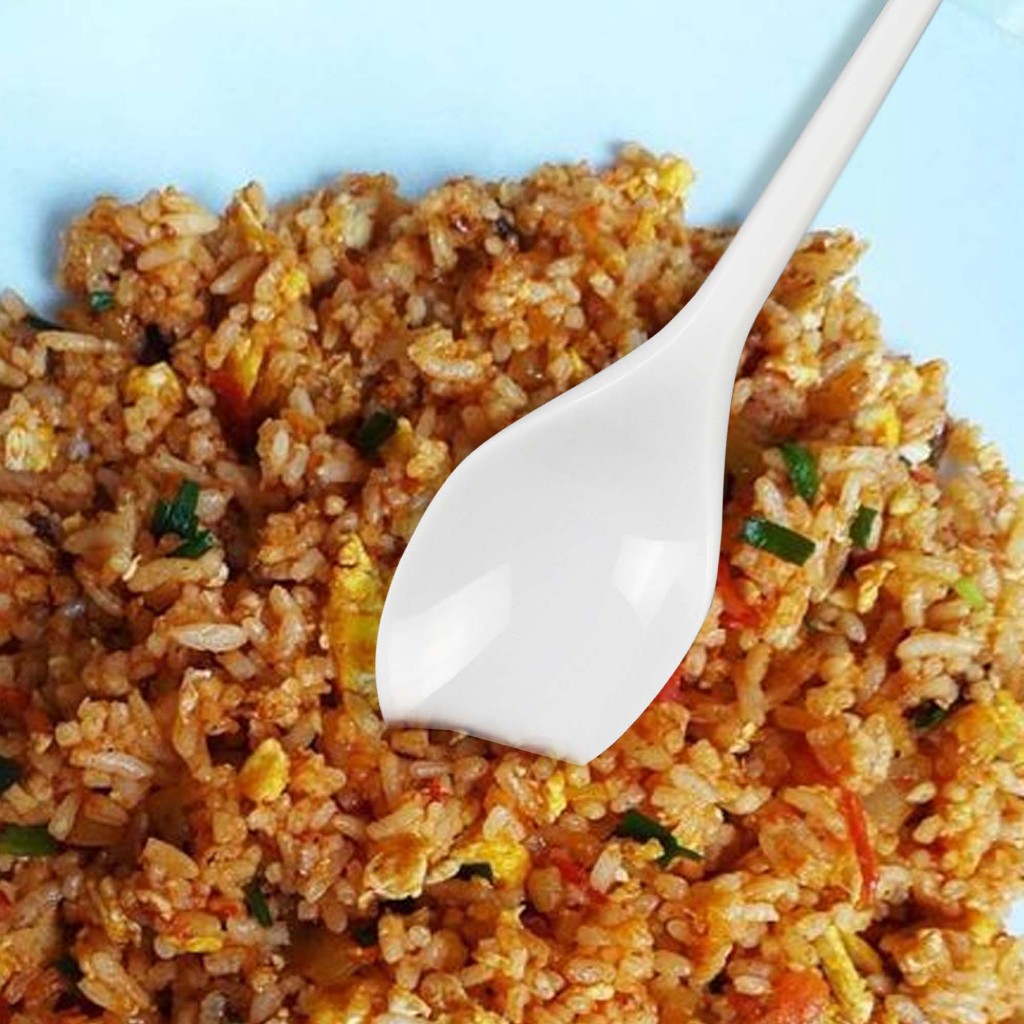 Jual 1 PACK ISI 100 Pcs Sendok Makan Panjang Plastik Putih Susu Ukuran ...