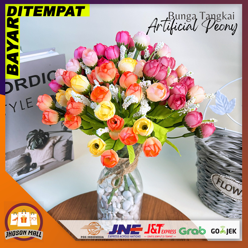 Jual JM Bunga Tangkai Dekorasi Bunga Hias Peony Palsu Artificial Bunga ...