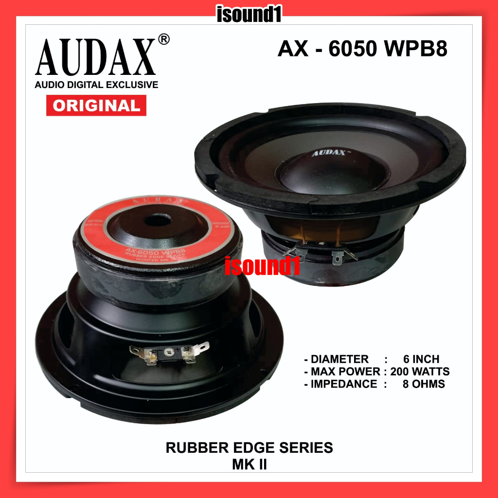Jual SPEAKER AUDAX AX 6050 WPB8 WOOFER 200 WATT 6 INCH AX 6050 ORIGINAL ...
