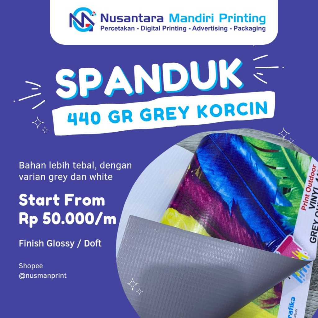 Jual Spanduk Bahan Korcin Grey 440 gsm (Glossy dan Doff) | Shopee Indonesia
