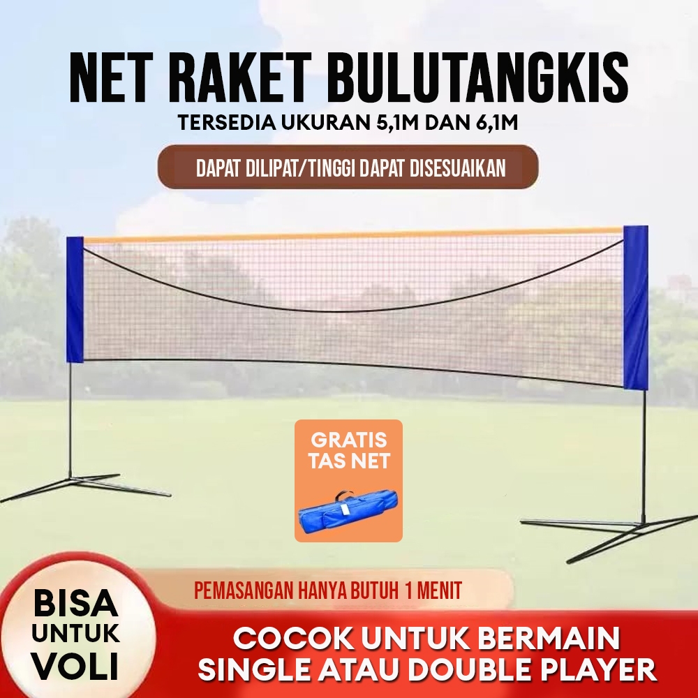 Jual Net Badminton Bulutangkis Portable Ukuran 5.1M & 6.1M Dapat ...