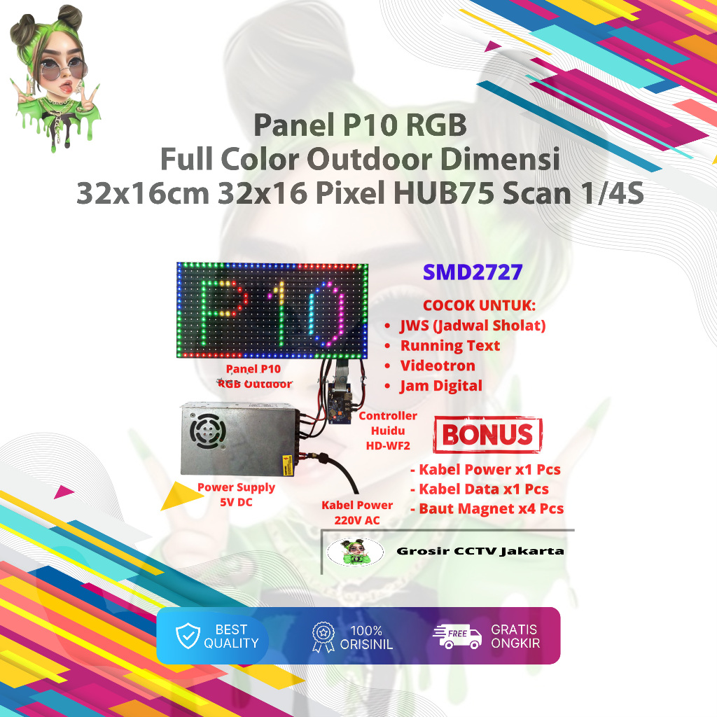 Jual Panel Module Modul Maximus LED P10 Running Text SMD RGB Full Color ...