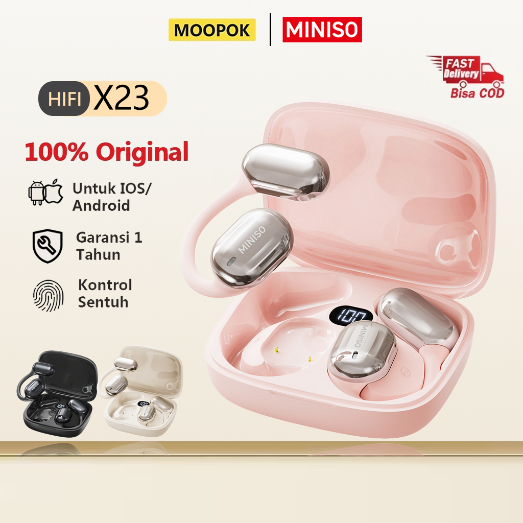 Jual MOOPOK X MINISO X23 OWS Wireless Headphones Bluetooth 5.4 Bone ...