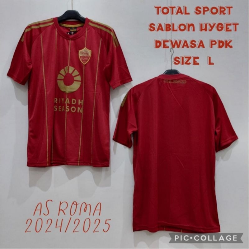 Jual Jersey Bola Pria Sablon Kekinian Kulitas Bagus As Roma Merah Maroon | Shopee Indonesia