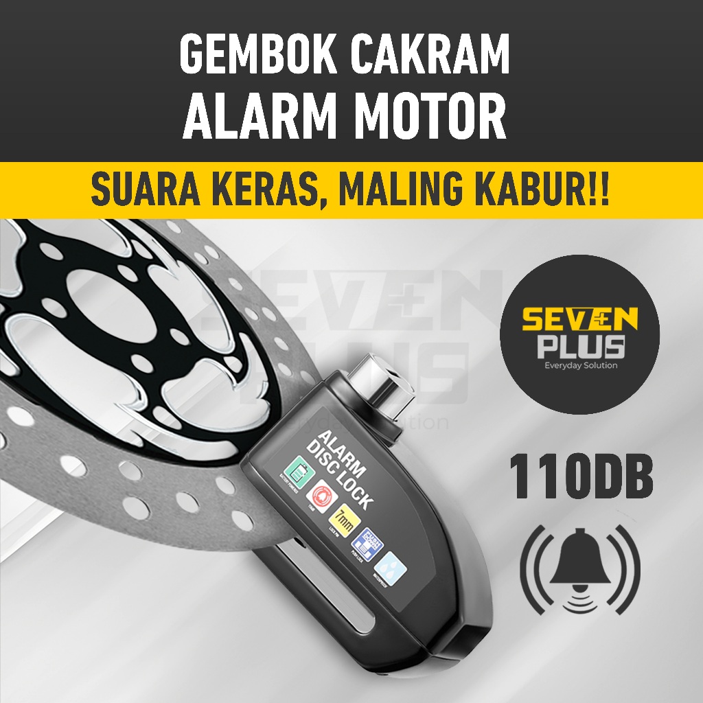 Jual SevenPlus Gembok Cakram Alarm Sepeda Motor / Kunci Rem Sepeda ...