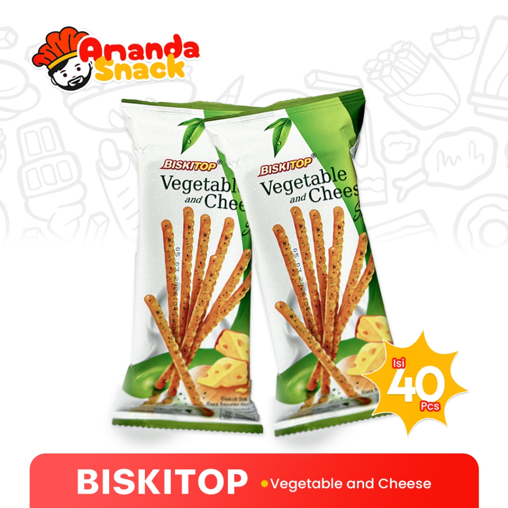 Jual 1 DUS BISKITOP Vegetable Chesee Stick - Biskuit Cemilan Isi 40 Pcs ...