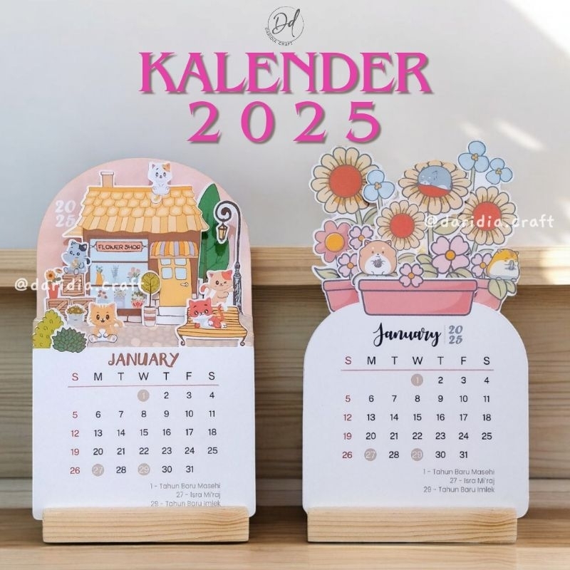 Jual 2025 Kalender Meja Mini Aesthetic / Aesthetic Desk Calendar - Cute ...
