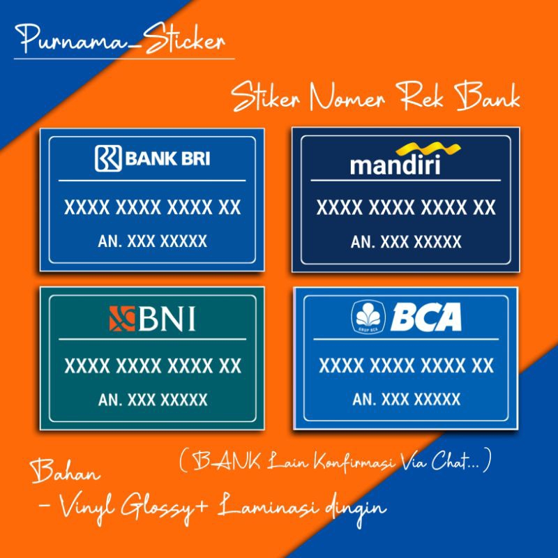 Jual STIKER NOMER REK BANK, BRI, MANDIRI, BCA, BNI | Shopee Indonesia