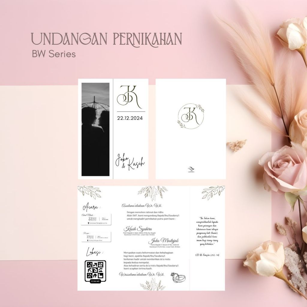 Jual Undangan Pernikahan Hitam Putih - Undangan Aesthetik - undangan ...