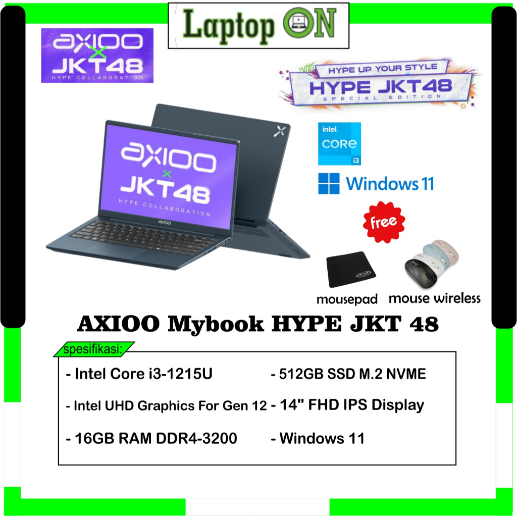 Jual AXIOO Mybook HYPE JKT 48 Core i3 1215U Ram 16GB Ssd 512GB Win11 ...
