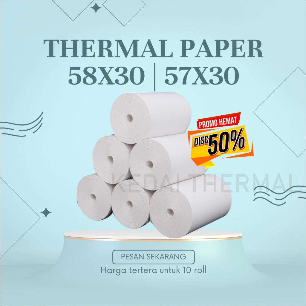 Jual 10 ROLL KERTAS STRUK THERMAL PAPER ROLL 58MM 58x30 TERMAL EDC ...