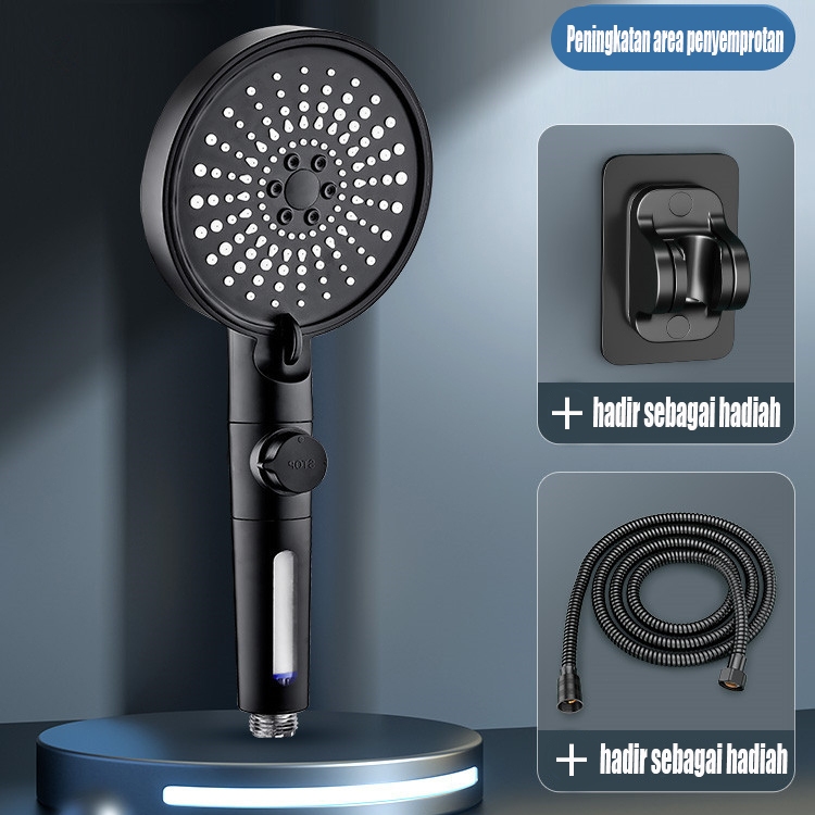 Jual 3In 1 Kepala Shower Set Mandi Hitam Premium Shower Head Set 5 Mode Adjustable Shower Dengan ...