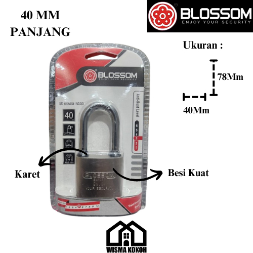 Jual 1 PAK (6 PCS) BLOSSOM GEMBOK BESI BAJA 40Mm LEHER PANJANG TIPE LS ...