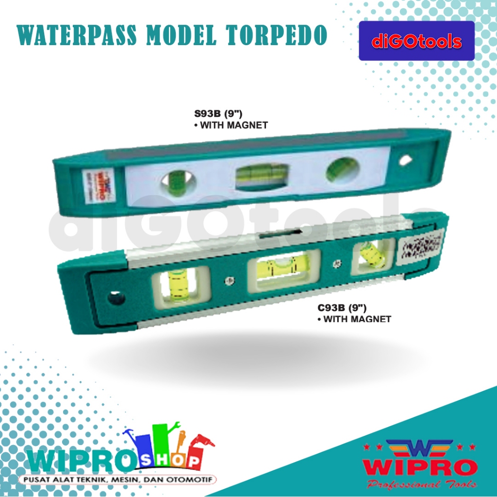 Jual Wipro Waterpas model torpedo 9" - waterpas model torpedo PVC dan ...