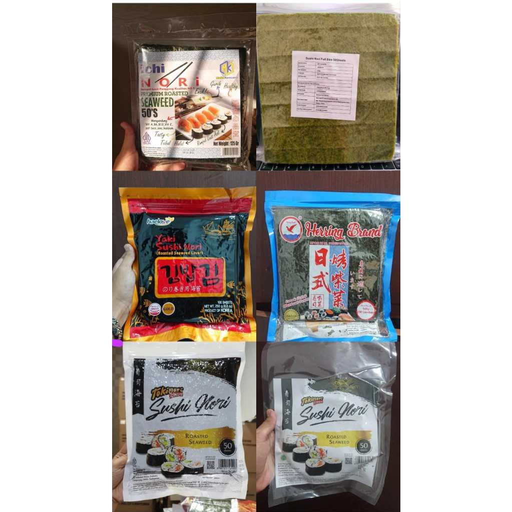 Jual SUSHI NORI 50 LEMBAR ALL VARIAN MERK DAN ISI - SEAWEED NORI ...