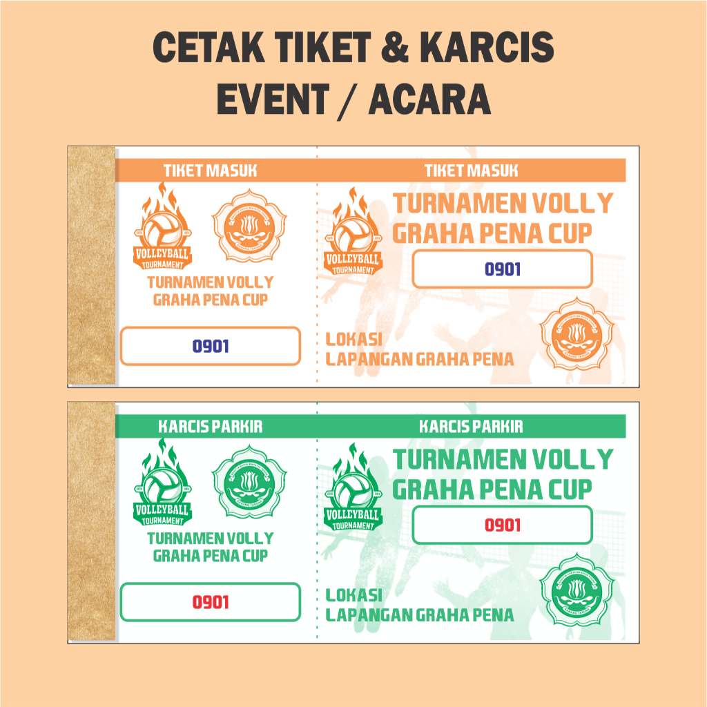 Jual CETAK TIKET / KARCIS PARKIR TURNAMENT / EVENT / ACARA | Shopee Indonesia