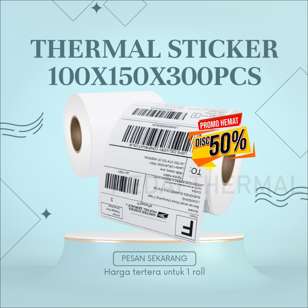 Jual KERTAS LABEL THERMAL STIKER RESI STICKER LABEL BARCODE ROLL UKURAN A6 100X150 MM ISI 300PCS ...