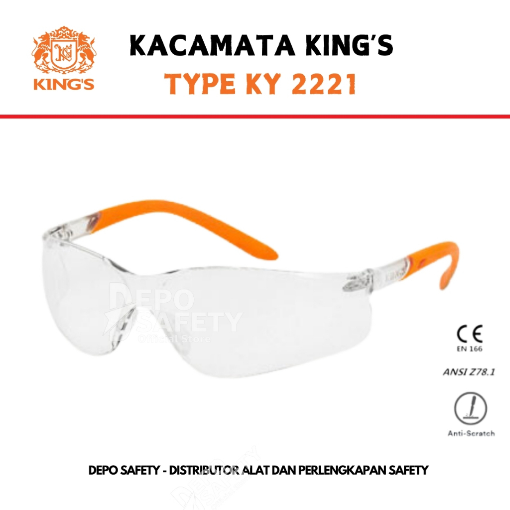 Jual Kacamata Safety King's Ky 2221 Clear Original - Safety Glasses ...