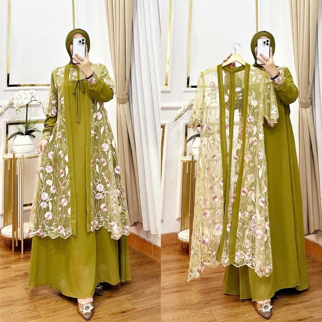 Jual Gamis Brokat Kondangan Terbaru 2025 Simple Bisa Lepas Pasang Kekinian Lucia Dress Maxy ...