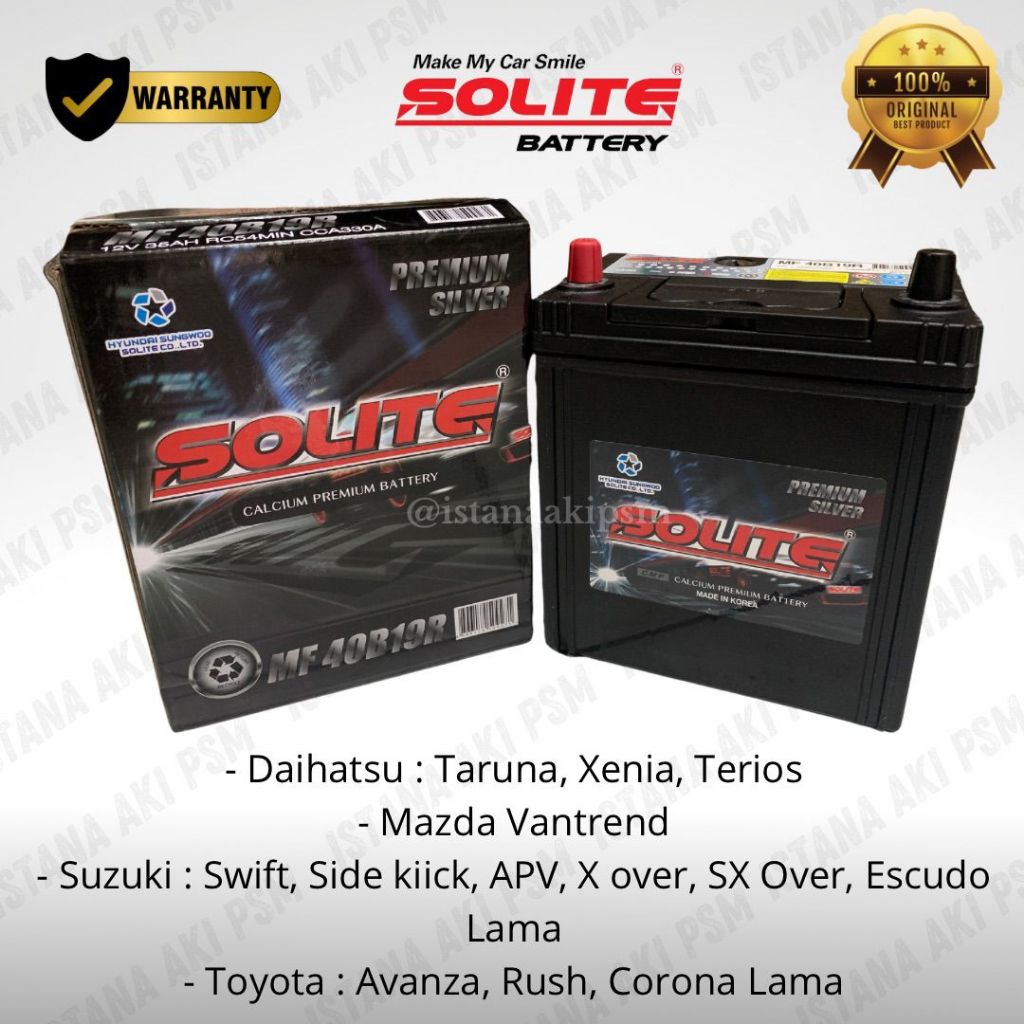 Jual Aki MObil Solite Mf 40B19R / NS40Z - OEM Hyundai | Shopee Indonesia