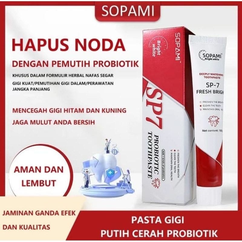 Jual SOPAMI SP7 SP-7 PASTA GIGI PROBIOTIK PEMUTIH GIGI PENGHILANG BAU MULUT PASTA GIGI ...