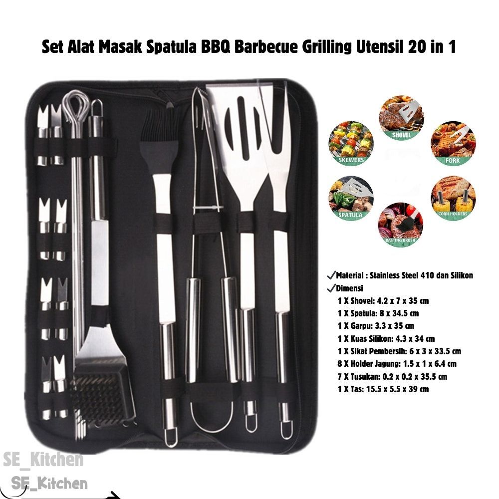 Jual Alat Masak BBQ Barbecue Grilling Utensil 20 in 1 | Shopee Indonesia