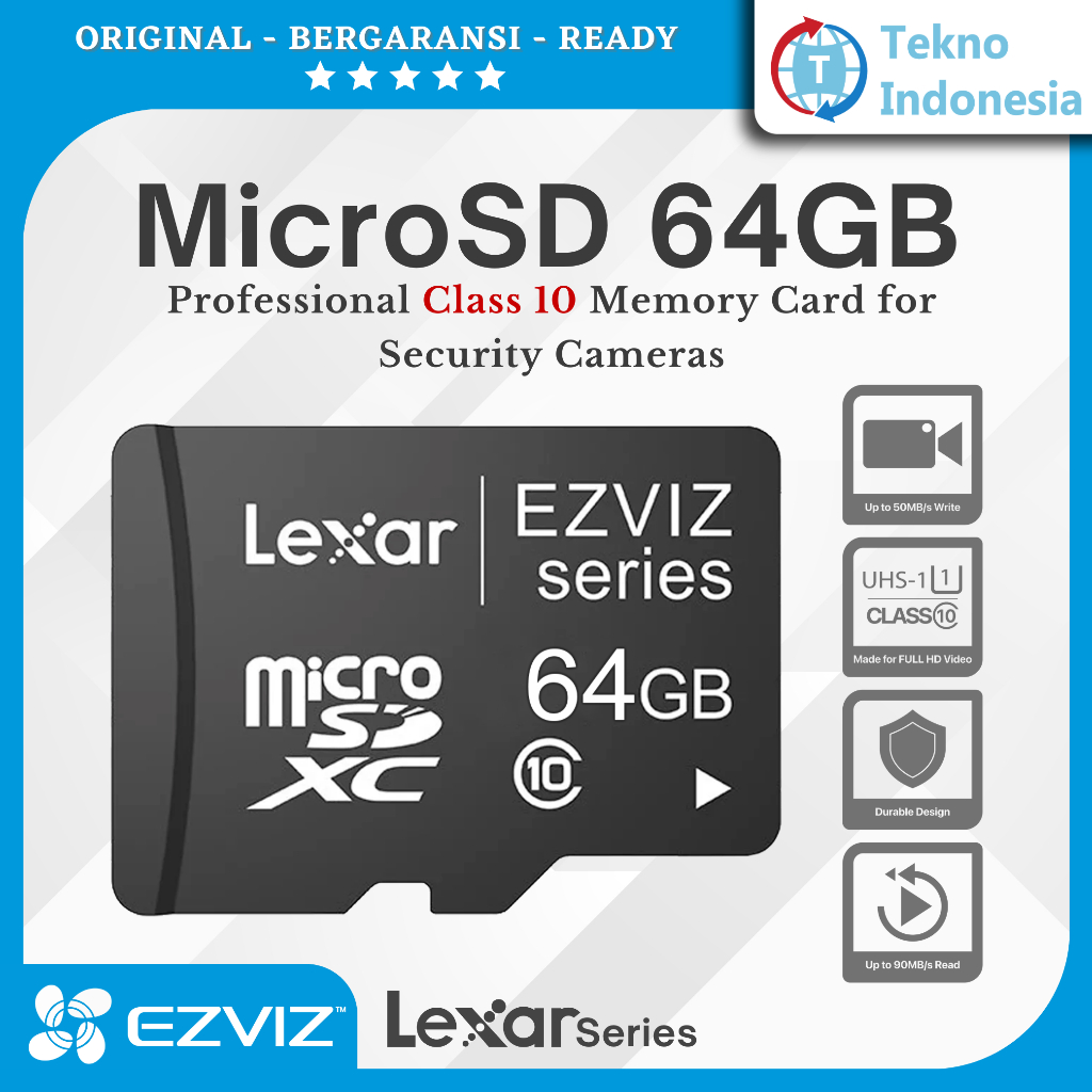 Jual Tekno Indonesia - Ezviz 64GB Smart MicroSD Lexar class 10 Memory Card Camera CCTV ...