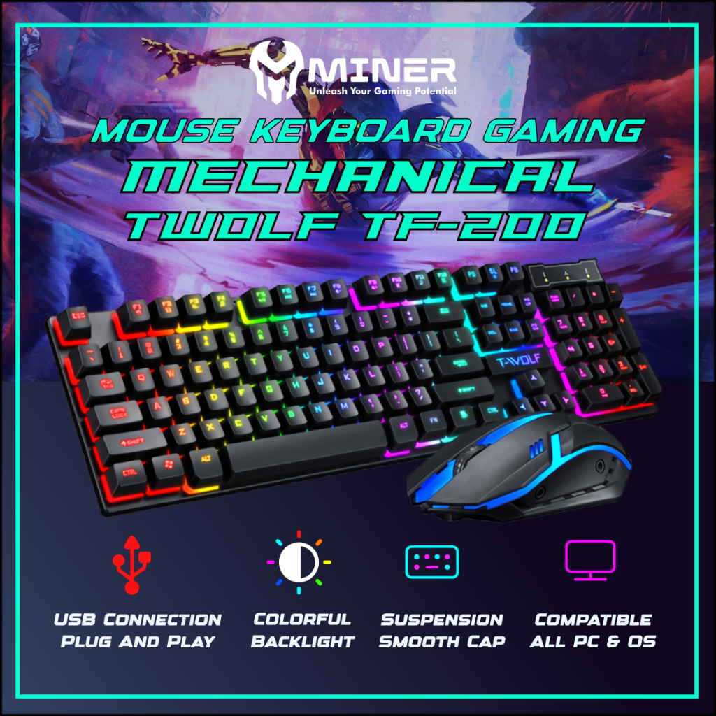 Jual Mouse Keyboard Gaming Combo RGB T-Wolf T200 LED Set | Shopee Indonesia