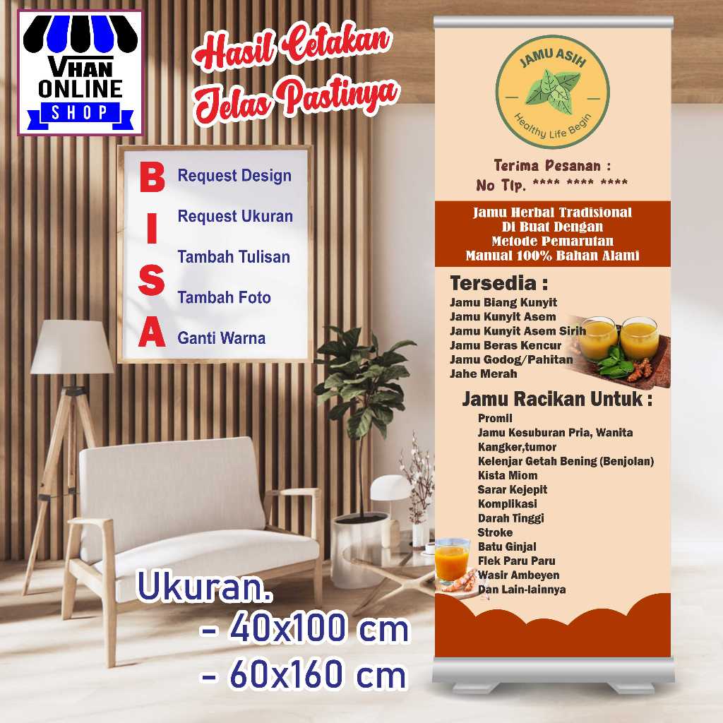 Jual Cetak Spanduk Banner Custom Jualan Jamu Design Keren | Shopee ...