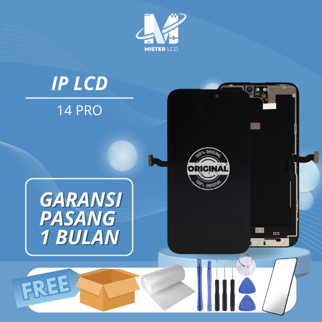 Jual LCD IP 14 PRO FULLSET ORIGINAL FREE TEMPERED GLASS + OPENING SET ...