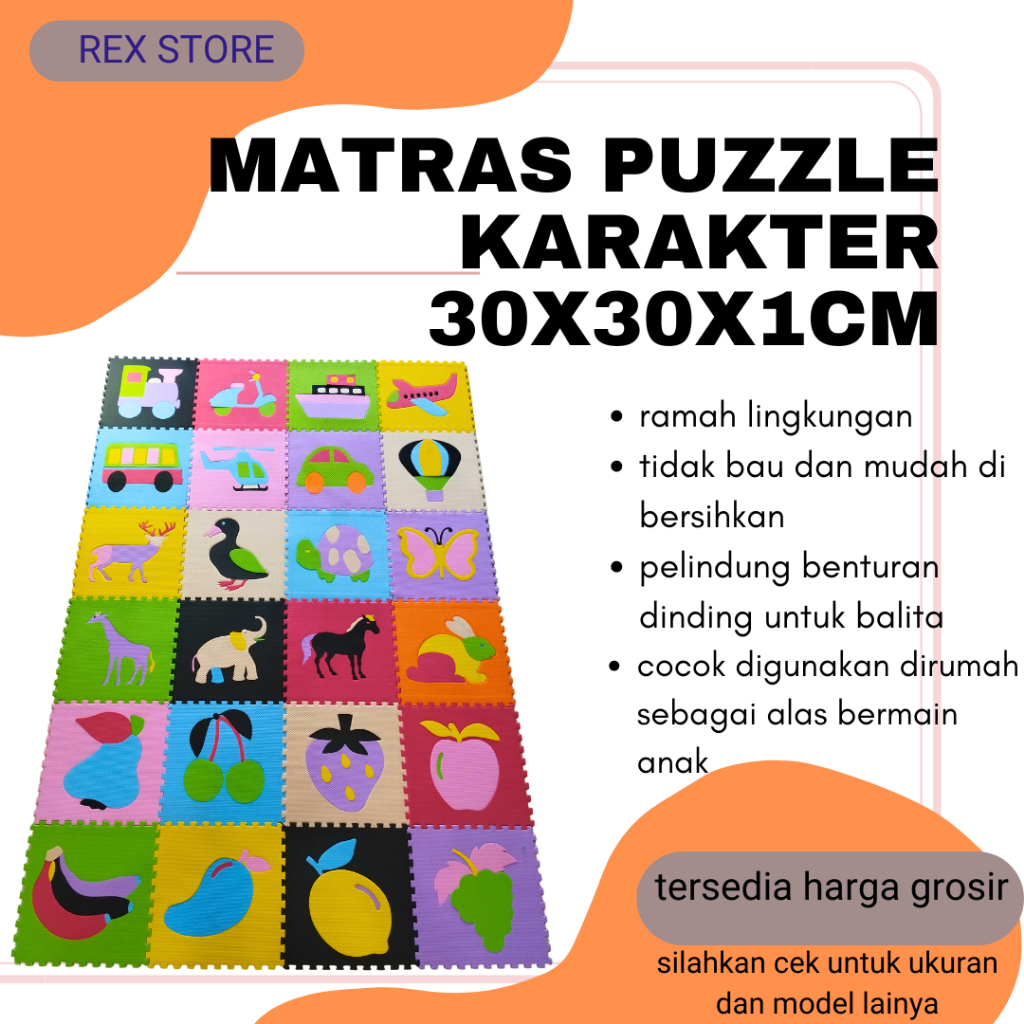 Jual Matras Puzzle Alas lantai Bermain Bayi Karakter Hewan Buah ...