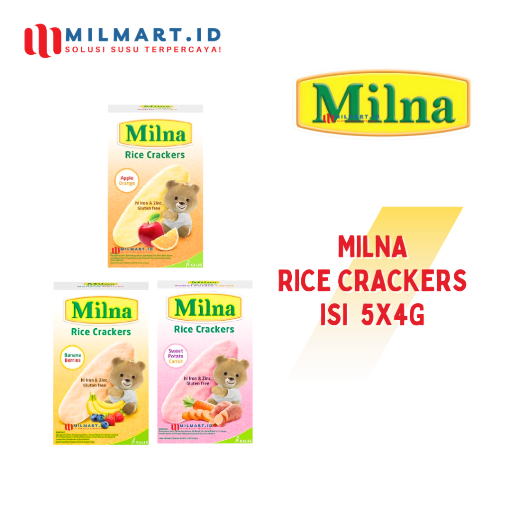 Jual MILNA RICE CRACKERS 4G X 5'S CAMILAN BAYI MAKANAN ANAK SNACK BABY ...