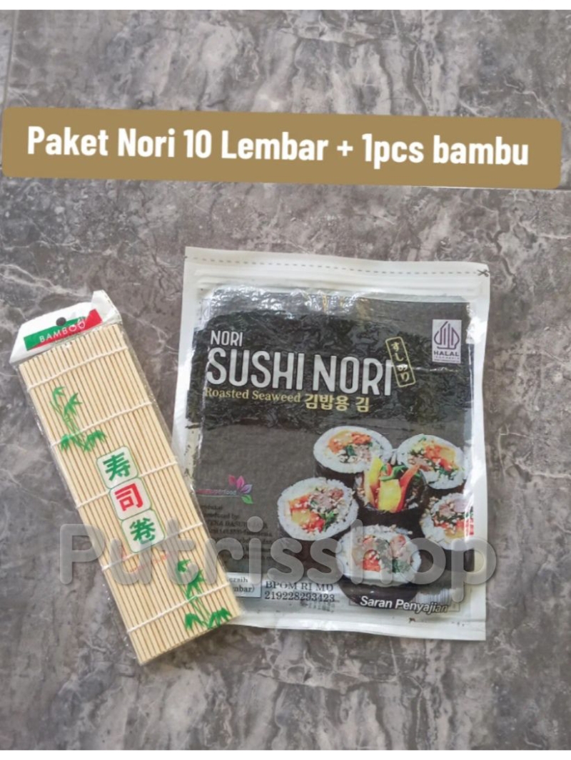 Jual Paket Sushi Nori rumput laut isi 10 Lembar + 1 pcs bambu ...